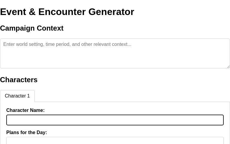 Event & Encounter Generator