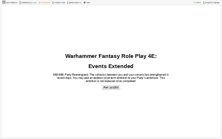 Warhammer Fantasy Role Play 4E: ― Perchance Generator