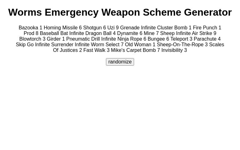 Worms Emergency Weapon Scheme Generator