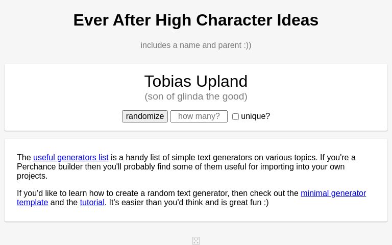 Ever After High Character Ideas ― Perchance Generator