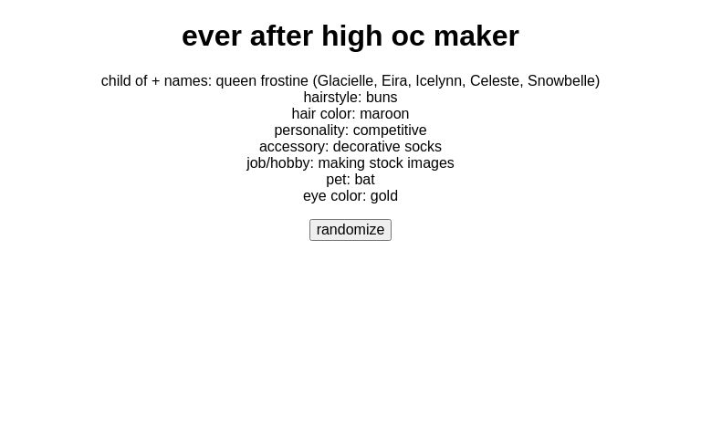 ever after high oc maker ― Perchance Generator