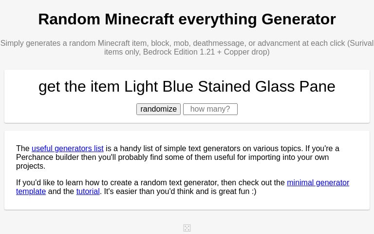 Random Minecraft everything Generator