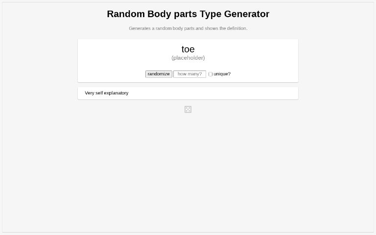 Random Body parts Type Generator