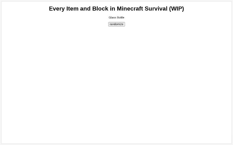 Every Item and Block in Minecraft Survival (WIP) ― Perchance Generator