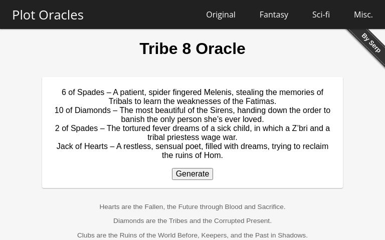 Tribe 8 Oracle ― Perchance Generator