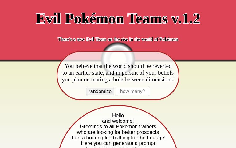 Evil Pokémon Teams v.1 ― Perchance Generator