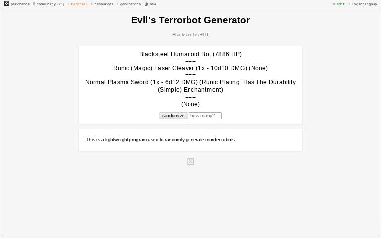 Evil's Terrorbot Generator