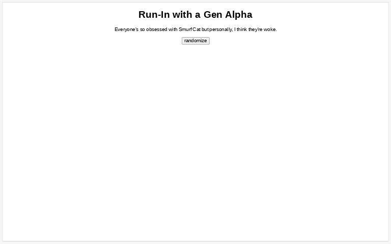 Run-In with a Gen Alpha ― Perchance Generator