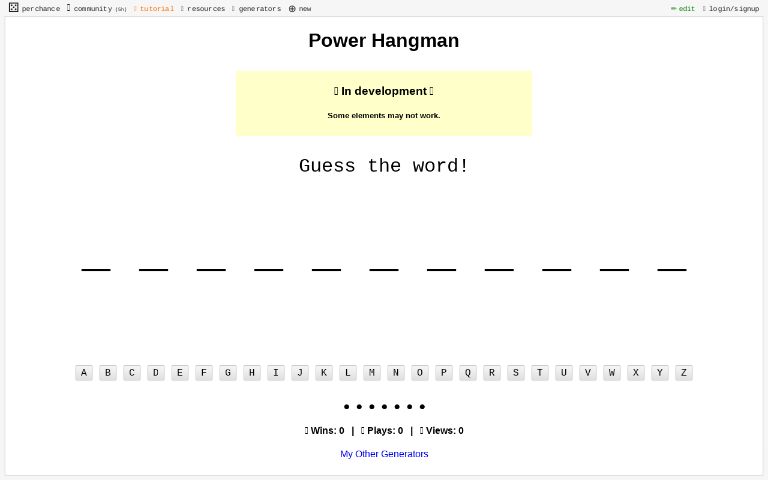 Power Hangman ― Perchance Generator