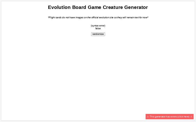 Evolution Board Game Creature Generator