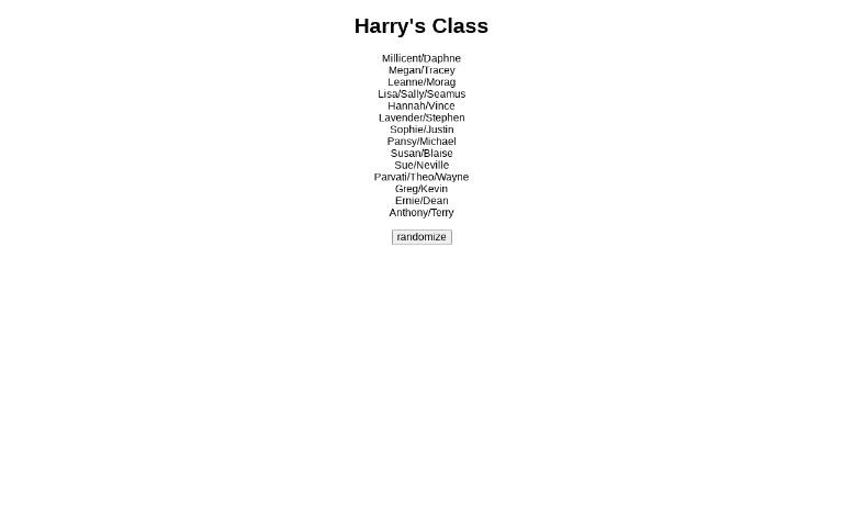 Harry's Class ― Perchance Generator