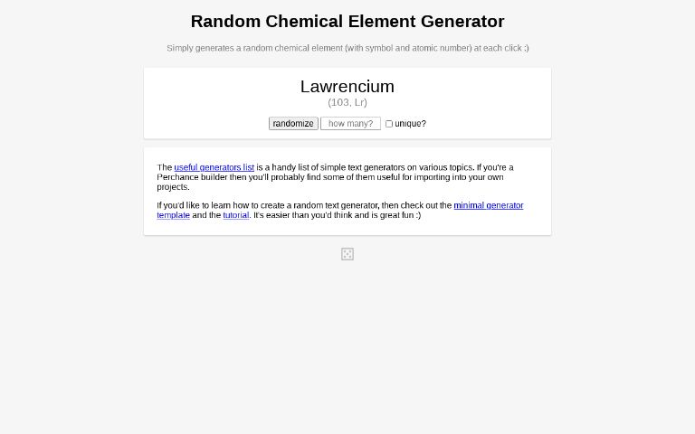 Random Chemical Element Generator