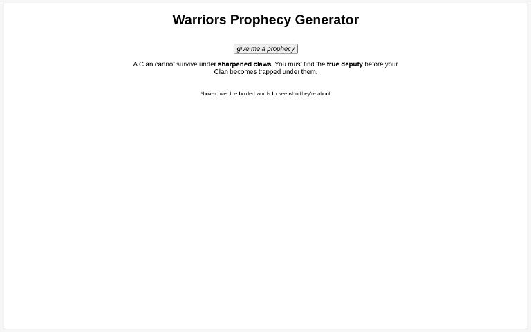 Warriors Prophecy Generator