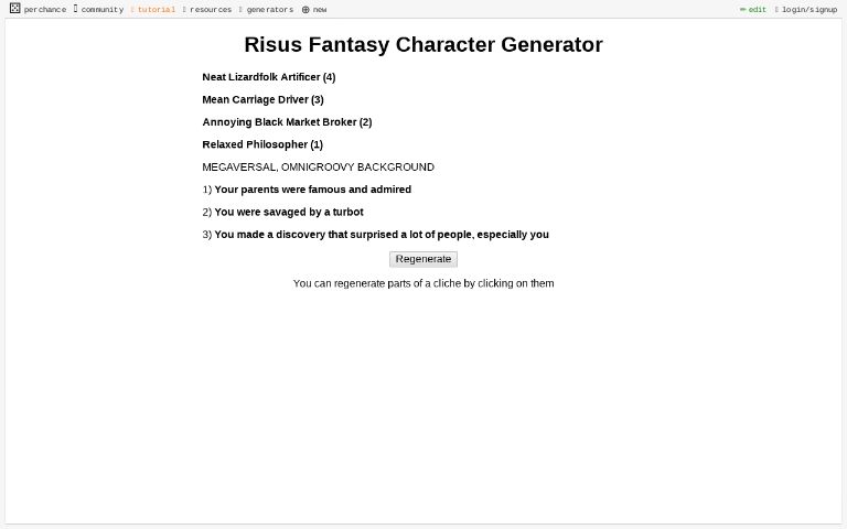 Risus Fantasy Character Generator