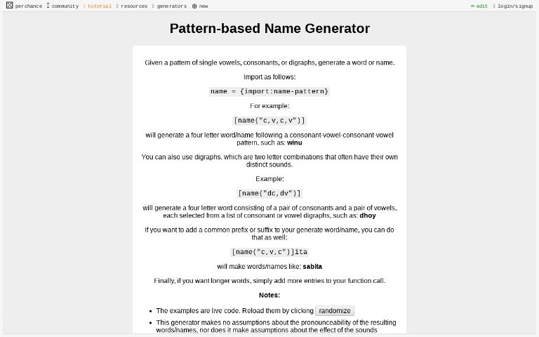 Pattern-based Name Generator