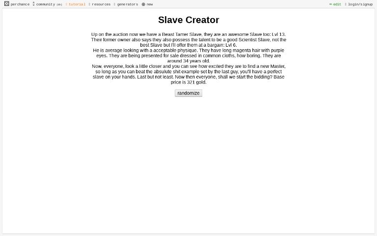Slave Creator ― Perchance Generator