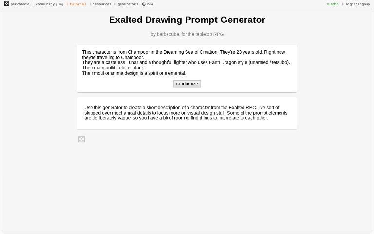 Exalted Drawing Prompt Generator