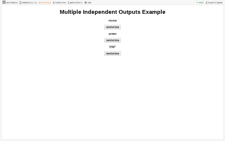 Multiple Independent Outputs Example ― Perchance Generator