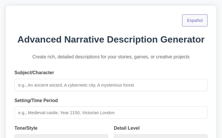 Advanced Narrative Description Generator
