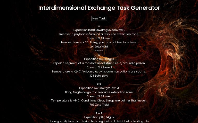 Interdimensional Exchange Task Generator