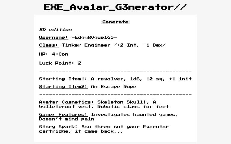 EXE_Ava1ar_G3nerator// ― Perchance Generator