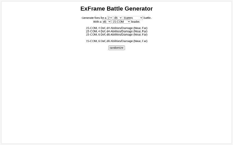 ExFrame Battle Generator