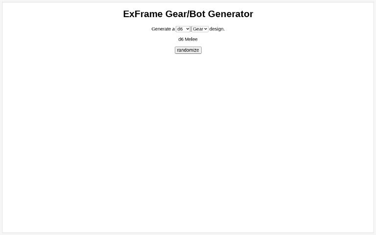 ExFrame Gear/Bot Generator