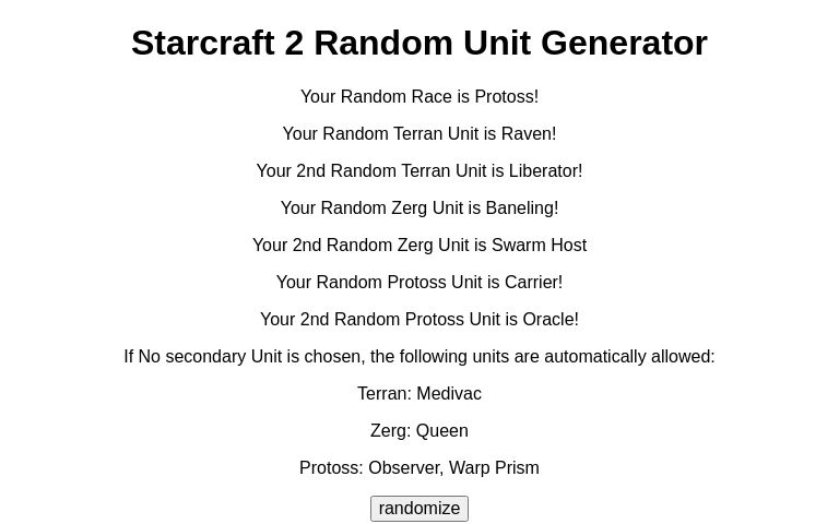 Starcraft 2 Random Unit Generator