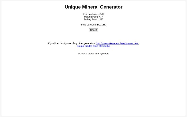 Unique Mineral Generator