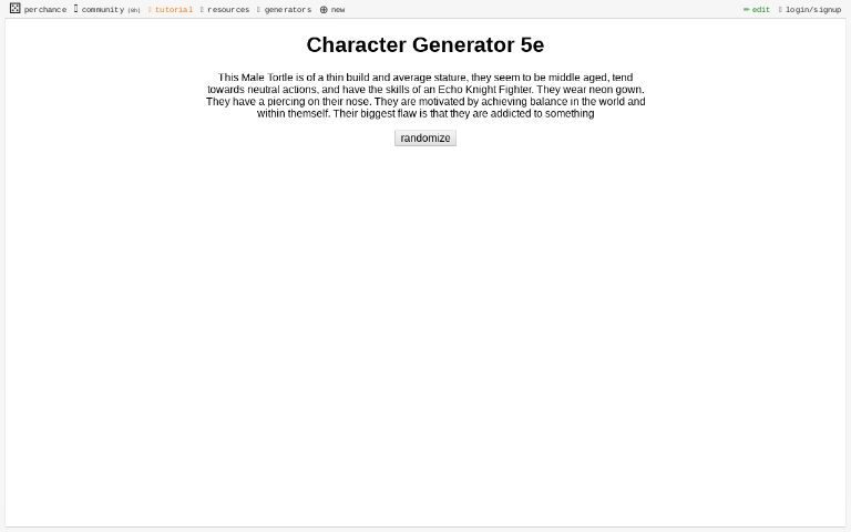 Character Generator 5e