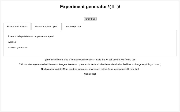 Experiment generator \( ﾟヮﾟ)/
