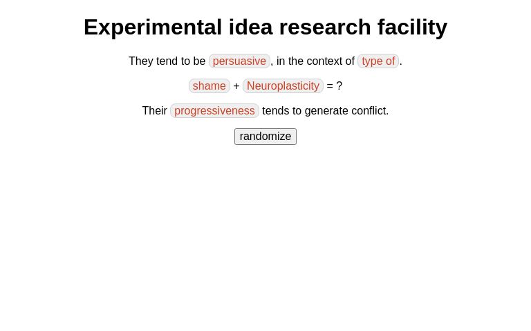 Experimental idea research facility ― Perchance Generator
