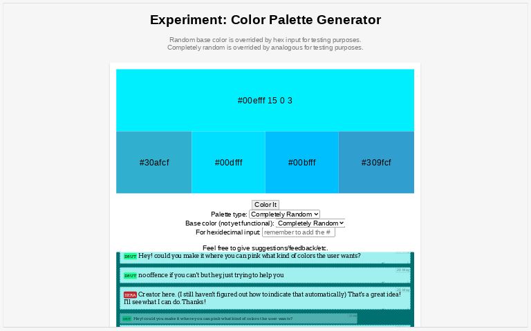 Experiment Color Palette Generator