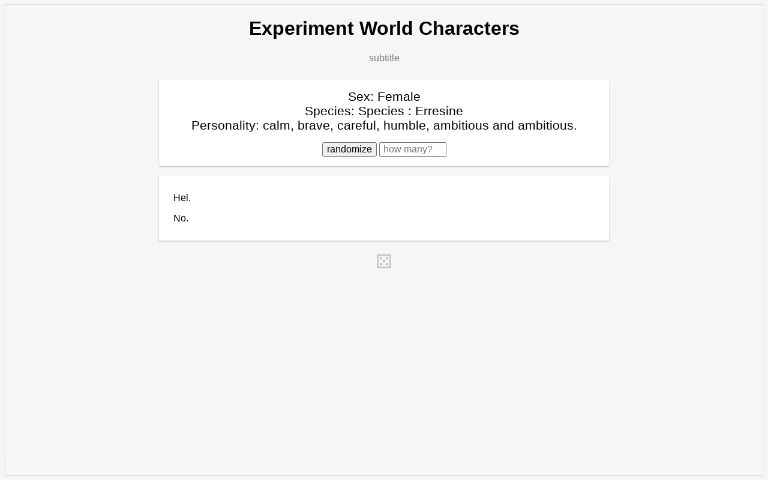 Experiment World Characters ― Perchance Generator