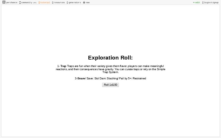Exploration Roll: ― Perchance Generator