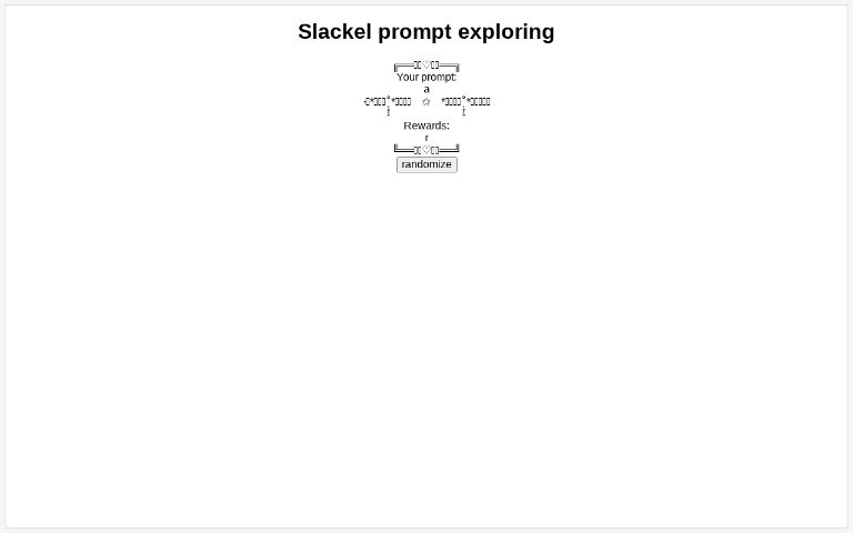 Slackel prompt exploring ― Perchance Generator