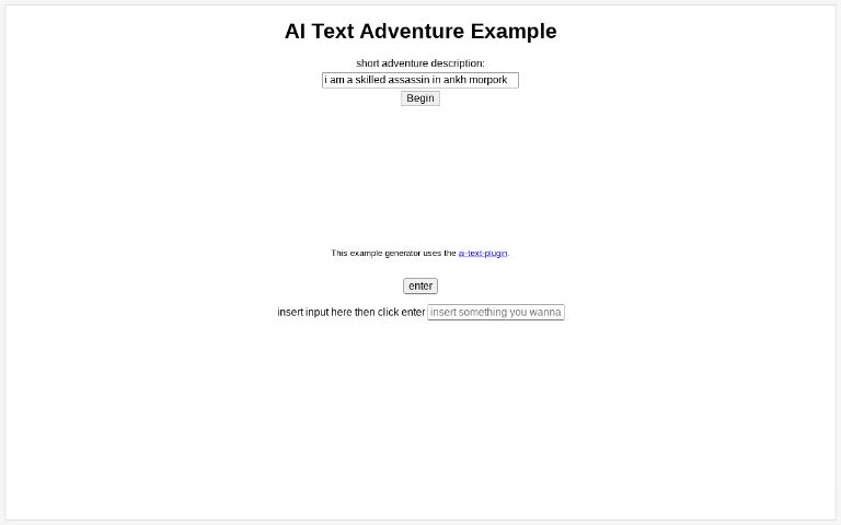 AI Text Adventure Example ― Perchance Generator