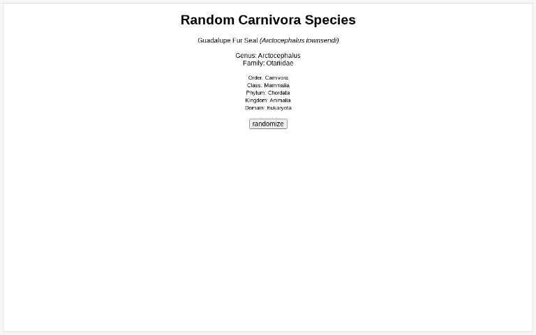 Random Carnivora Species ― Perchance Generator