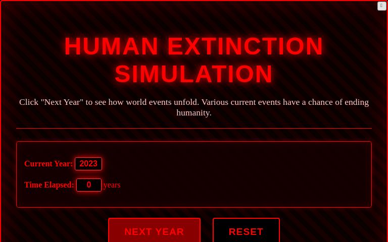 Human Extinction Simulation ― Perchance Generator
