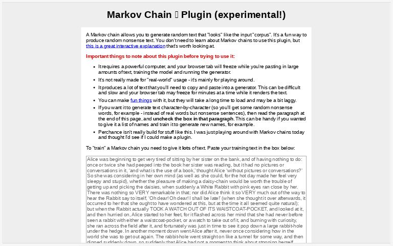 Markov Chain ⛓ Plugin (experimental!)