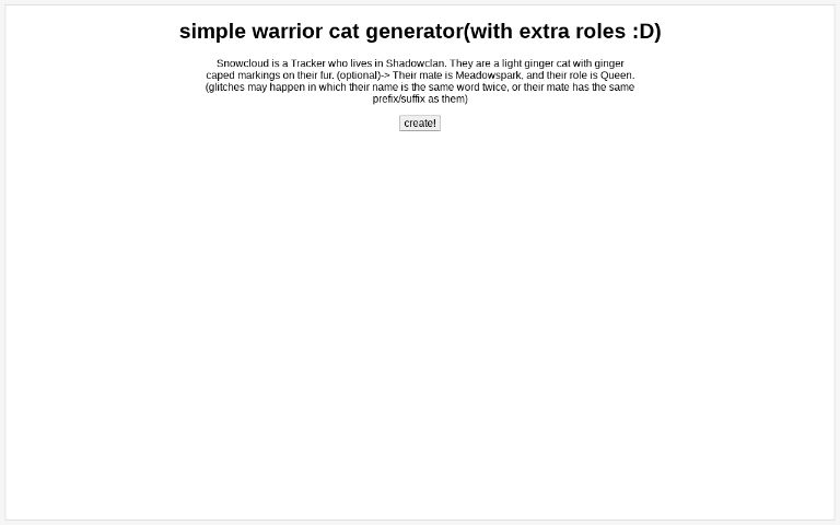 simple warrior cat generator(with extra roles :D)