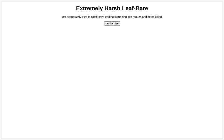 Extremely Harsh Leaf-Bare ― Perchance Generator