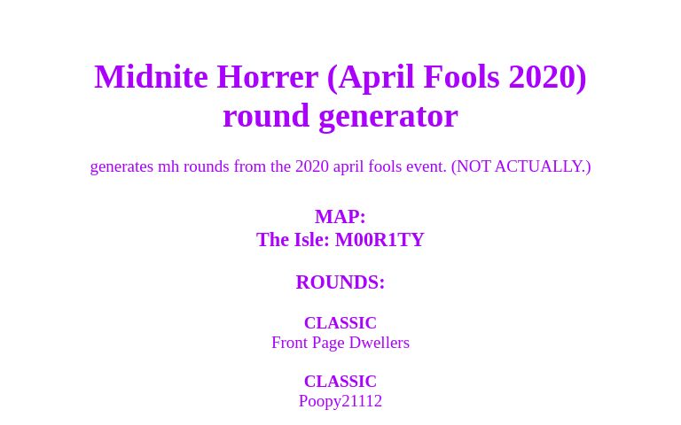 Midnite Horrer (April Fools 2020) round generator