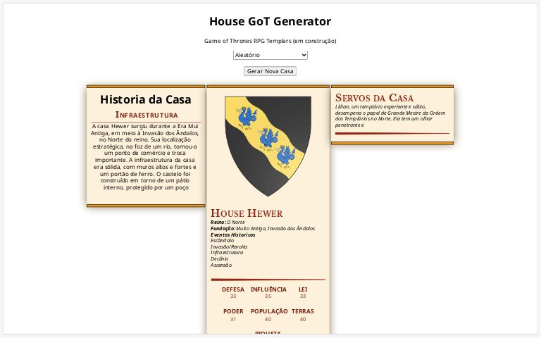 House GoT Generator