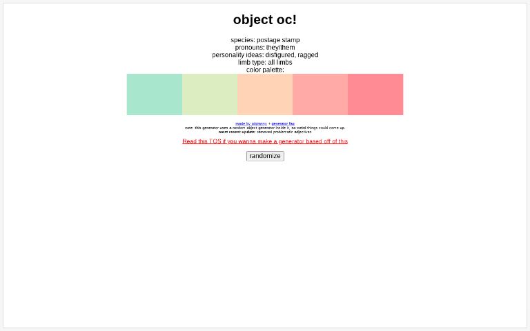 object oc! ― Perchance Generator