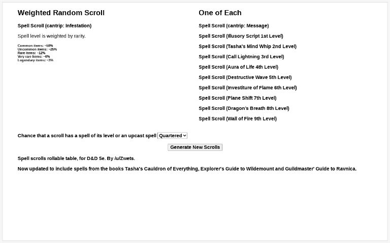 Weighted Random Scroll ― Perchance Generator