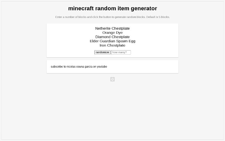 minecraft random item generator