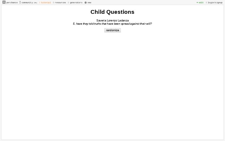 Child Questions ― Perchance Generator