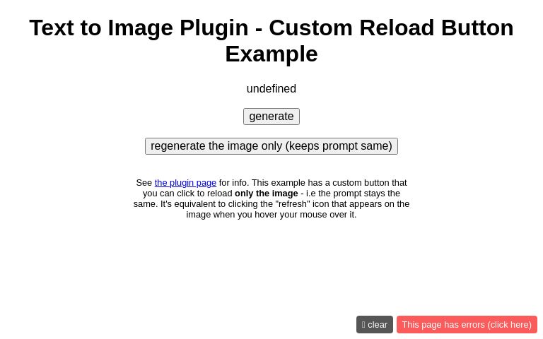 Text to Image Plugin - Custom Reload Button Example