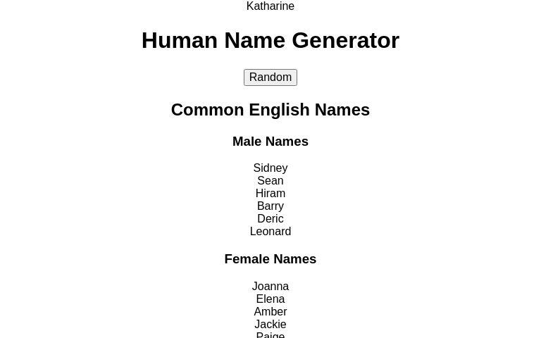 Human Name Generator